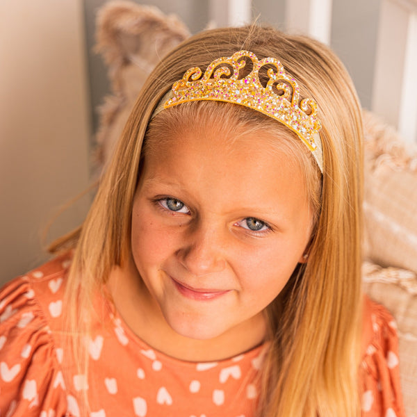 Stretch Glitter Princess Tiara Headbands - 4 Pack
